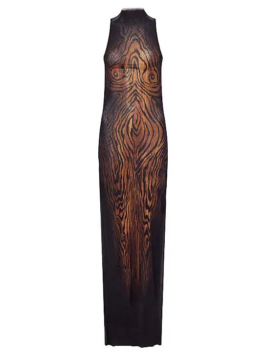 Jean Paul Gaultier Printed Sleeveless Midi Dress - Black/brown