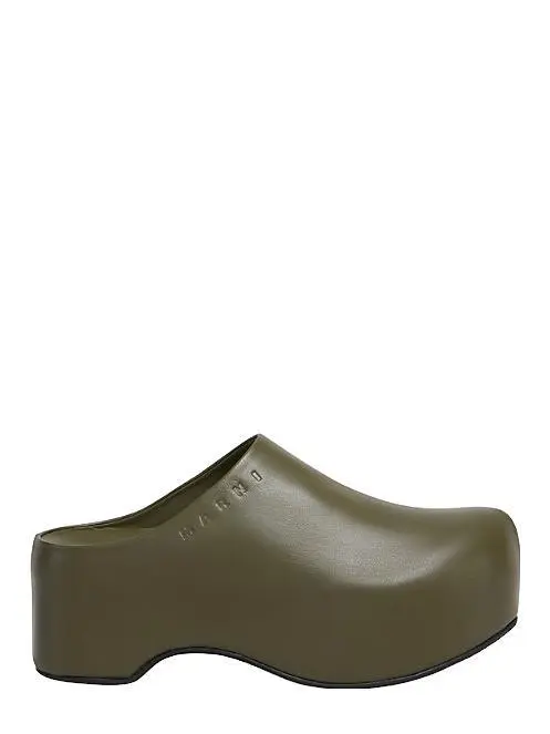 Marni Leather Clogs - Green