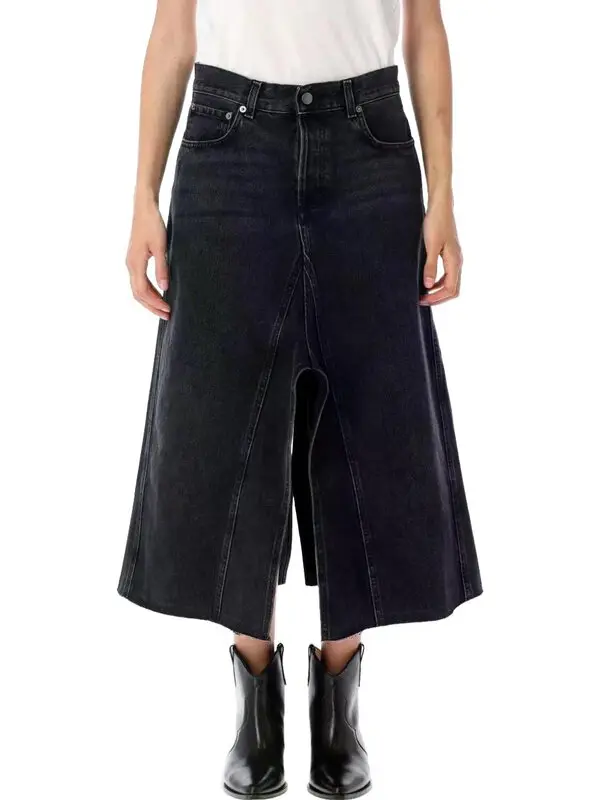 HAIKURE Asymmetric Denim Midi Skirt - Black