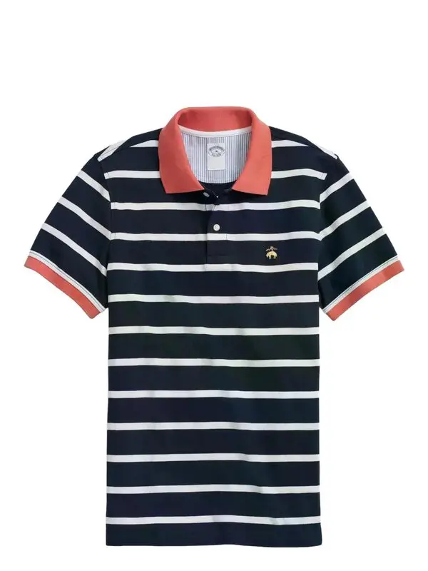 Brooks Brothers Striped-pattern Collar Polo Shirt - Blue