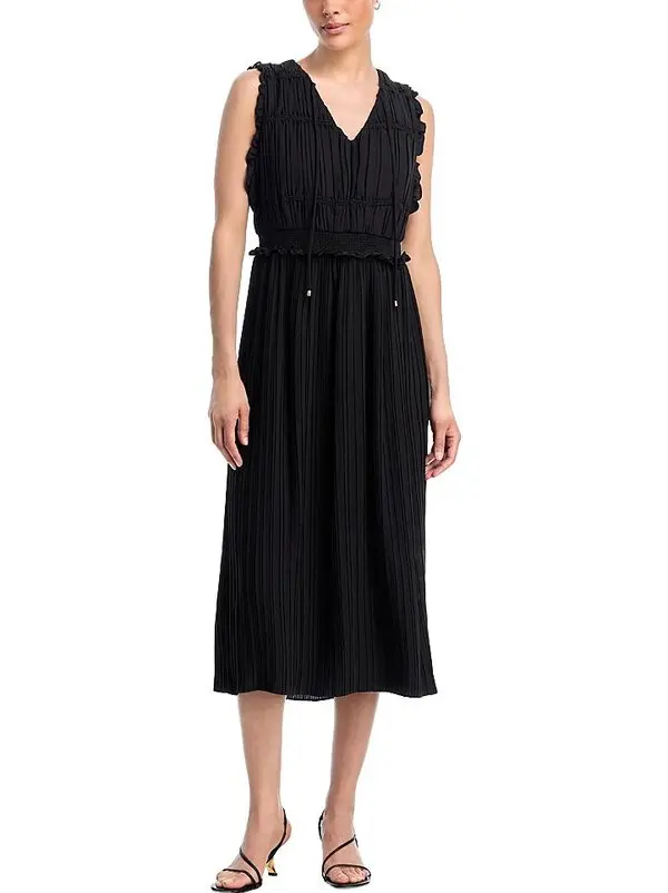 T Tahari Tiered Pleated Dress - Black