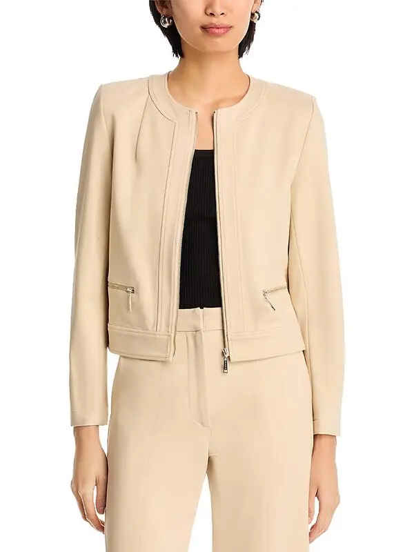Misook Zip Front Jacket - Biscotti