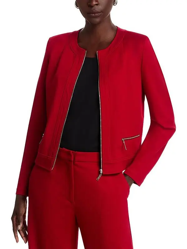 Misook Zip Front Jacket - Scarlet Red