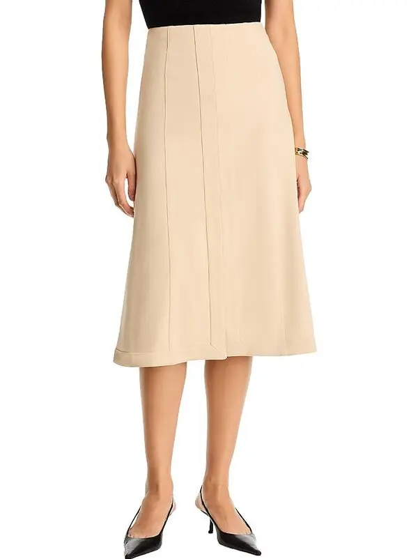 Misook A-line Slit Front Skirt - Biscotti