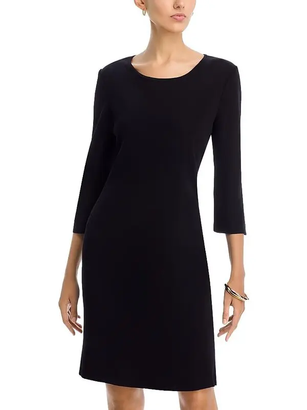 Misook Scoop Neck 3/4 Sleeve Dress - Black