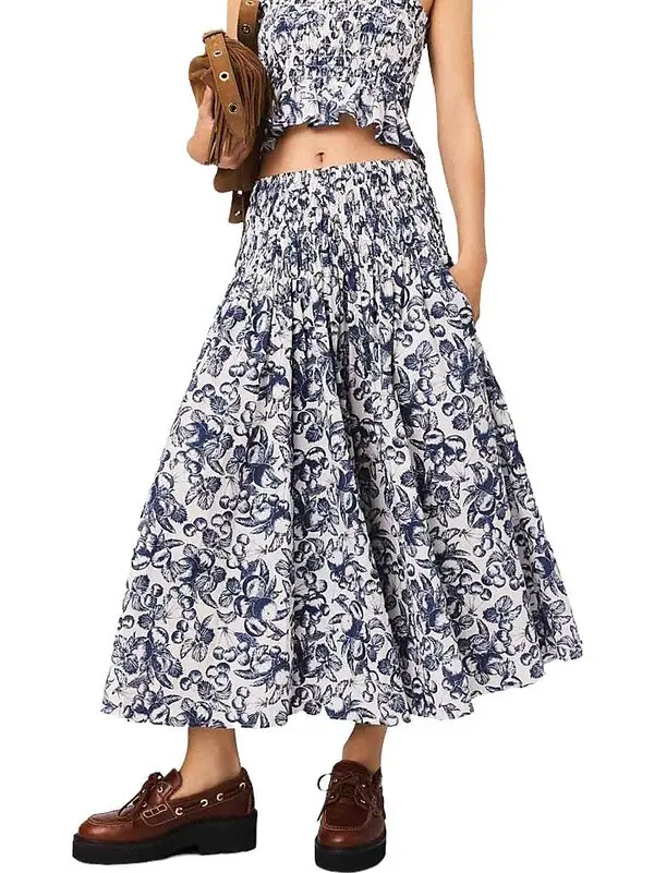 Maje Printed Maxi Skirt - Blue Fruit