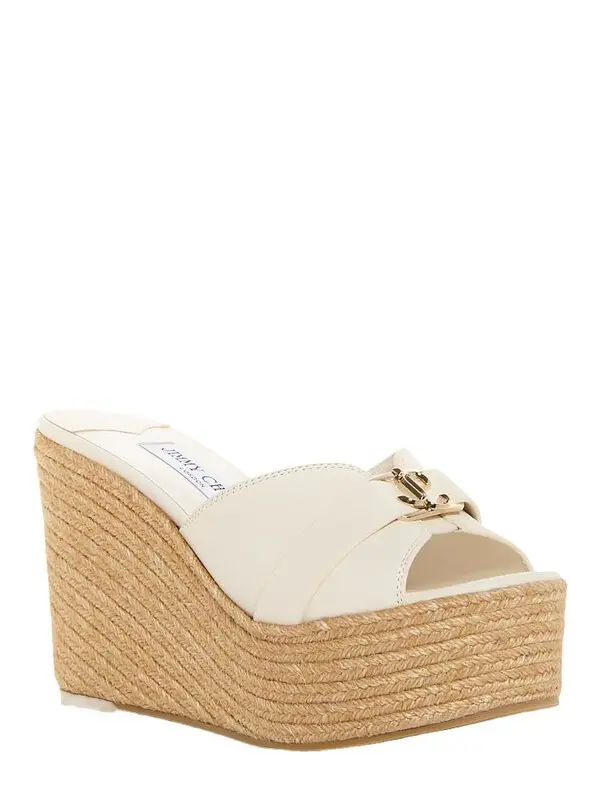 JIMMY CHOO Leda Espadrille Wedge Sandals - Latte/gold