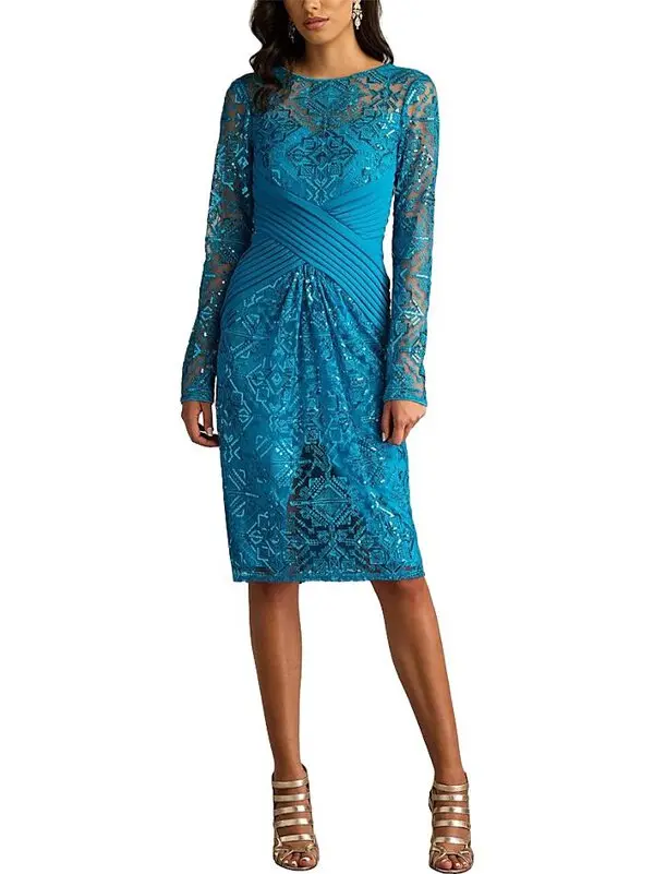 Tadashi Shoji Coates Sequin Embroidered Dress - Blue