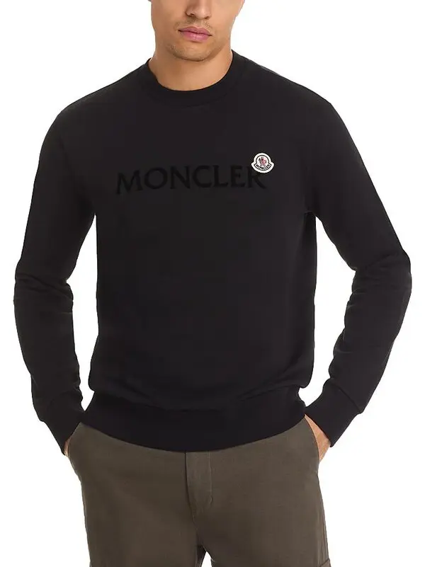 Moncler Cotton Crewneck Logo Sweatshirt - Black