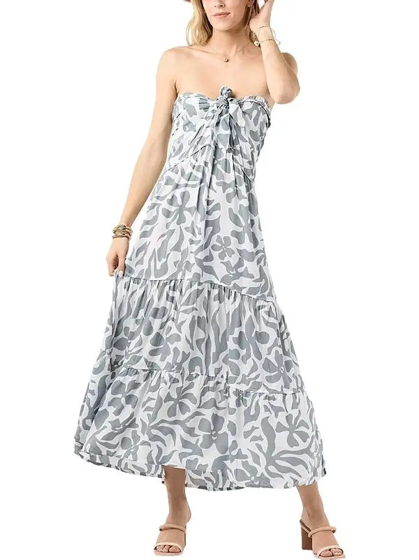 Tiare Hawaii Lei Strapless Tiered Dress - Bora Bora Grey