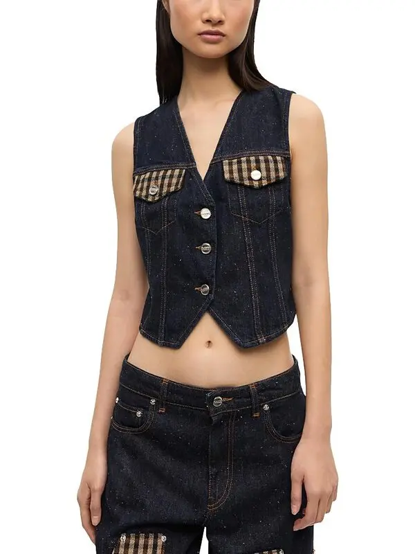 GANNI Neppy Denim Vest - Dark Blue Stone