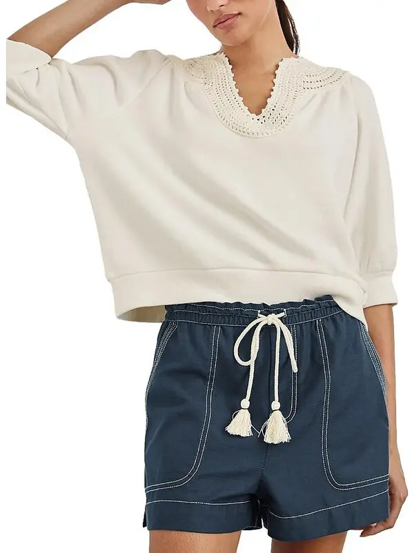 Rails Mariposa Crochet Trim Top - Ivory