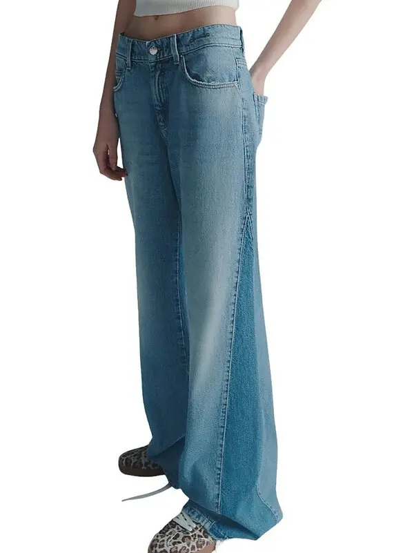 Marella Low Rise Wide Leg Denim Jeans - Light Blue