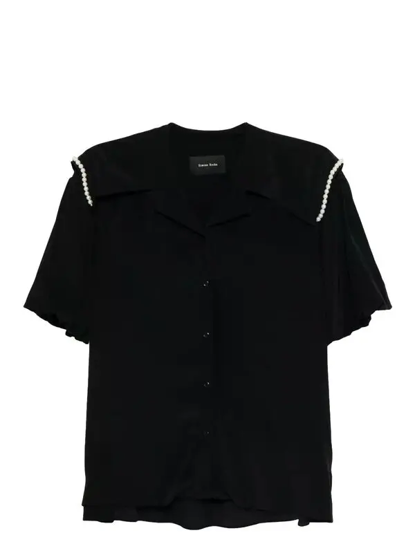 Simone Rocha Cropped Sailor Collar Shirt - Black