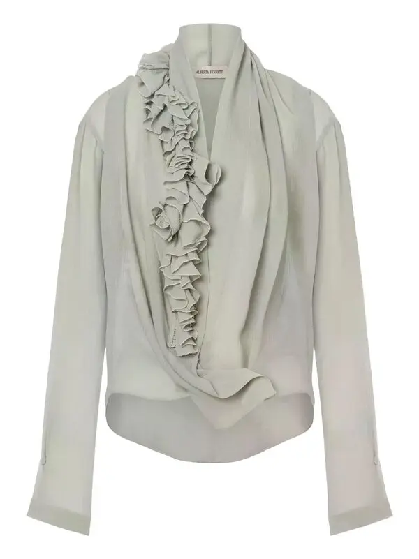 Alberta Ferretti Frilled-detail Blouse - Grey