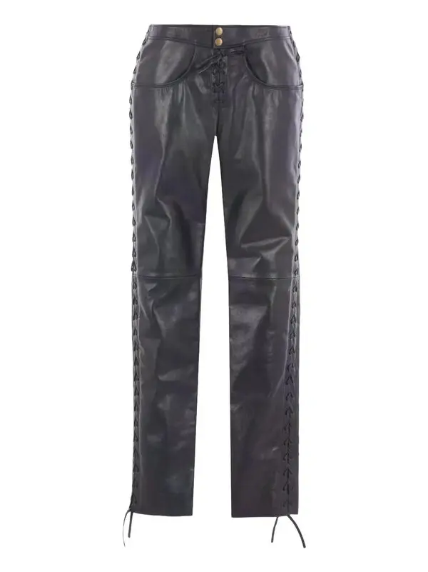 Isabel Marant Lace-up Leather Trousers - Black