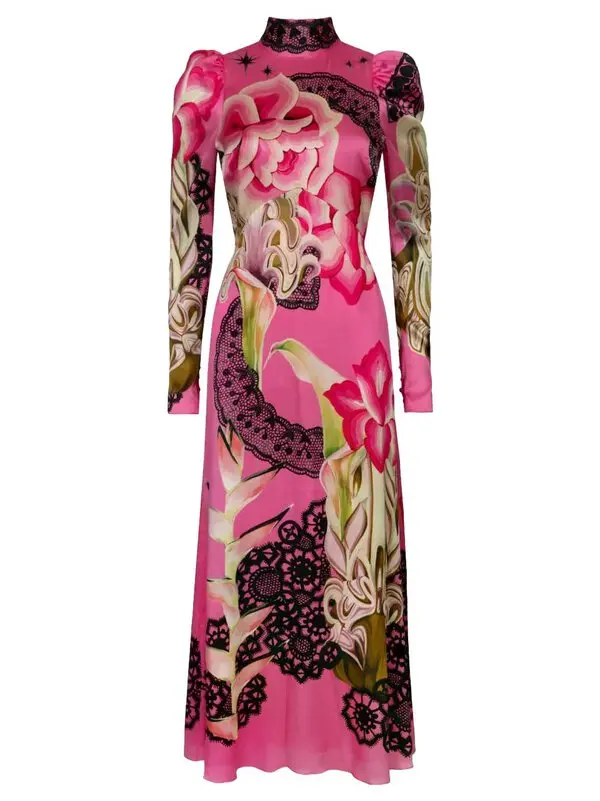 TEMPERLEY LONDON Cici Floral-lace Print Midi Dress - Pink