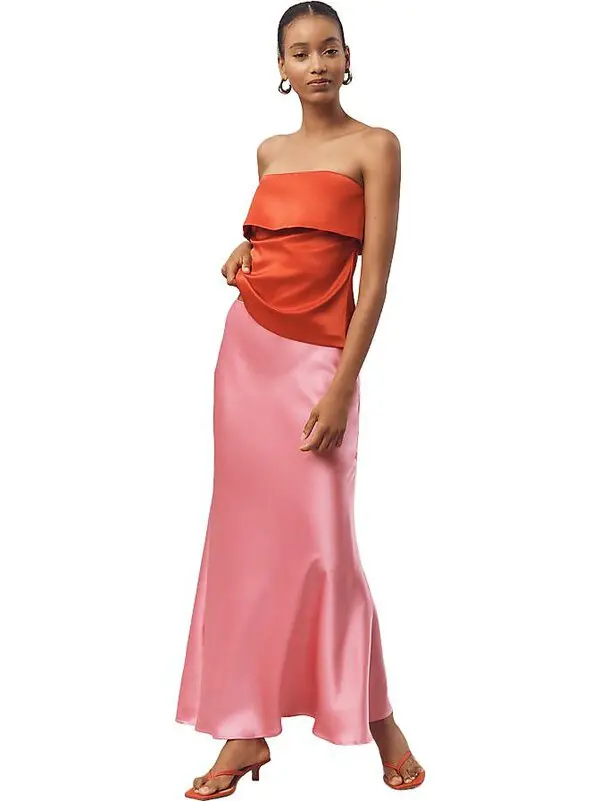 Endless Rose Fitted Satin Maxi Skirt - Pink