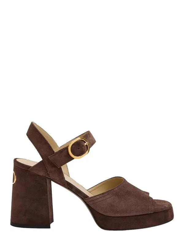 Valentino Garavani Fawcette 100 Suede Platform Sandals - Brown