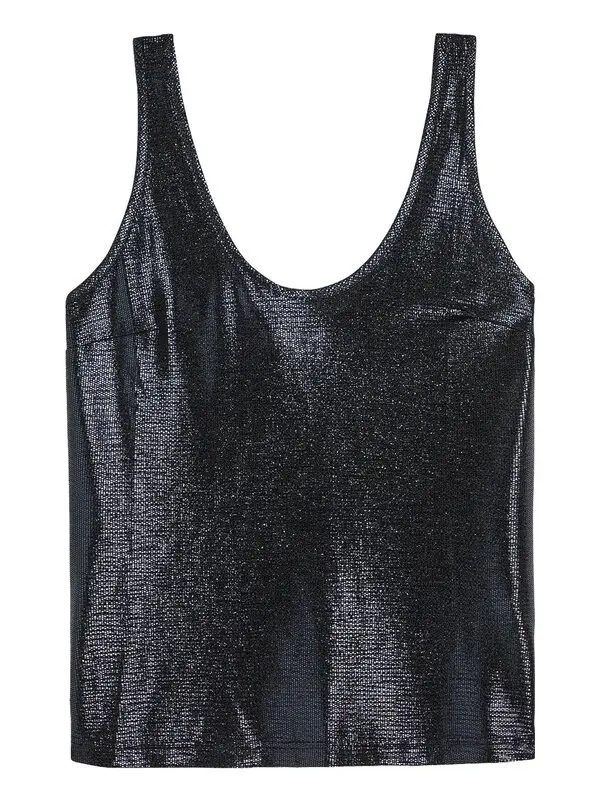 LUXE DE VALENTINA Lido Metallic Jersey Tank - Navy
