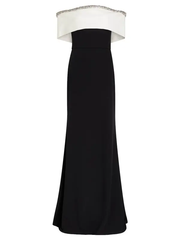 Roland Mouret Embellished Crepe Gown - Black And White