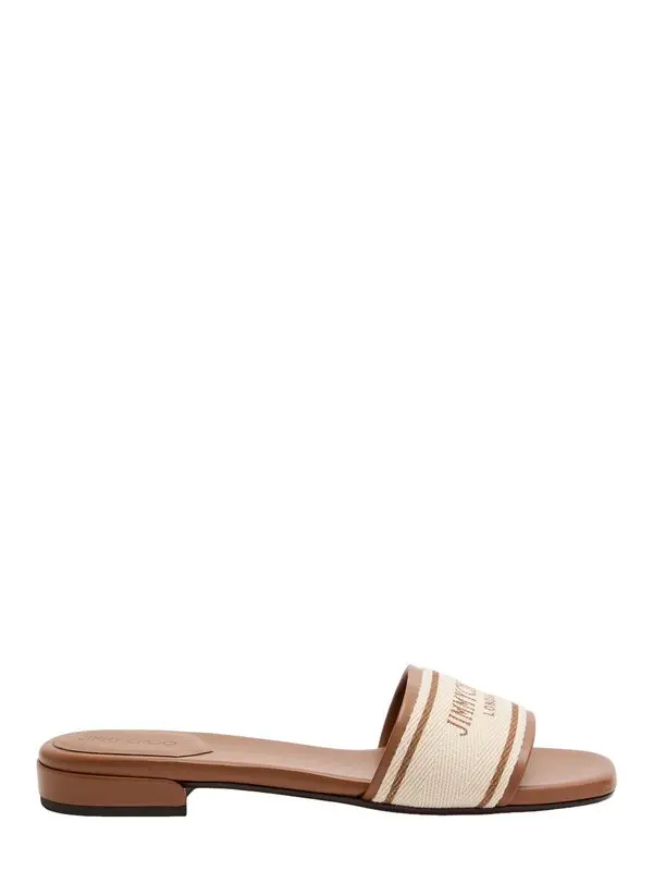 JIMMY CHOO Joa Logo Canvas And Leather Sliders - Beige