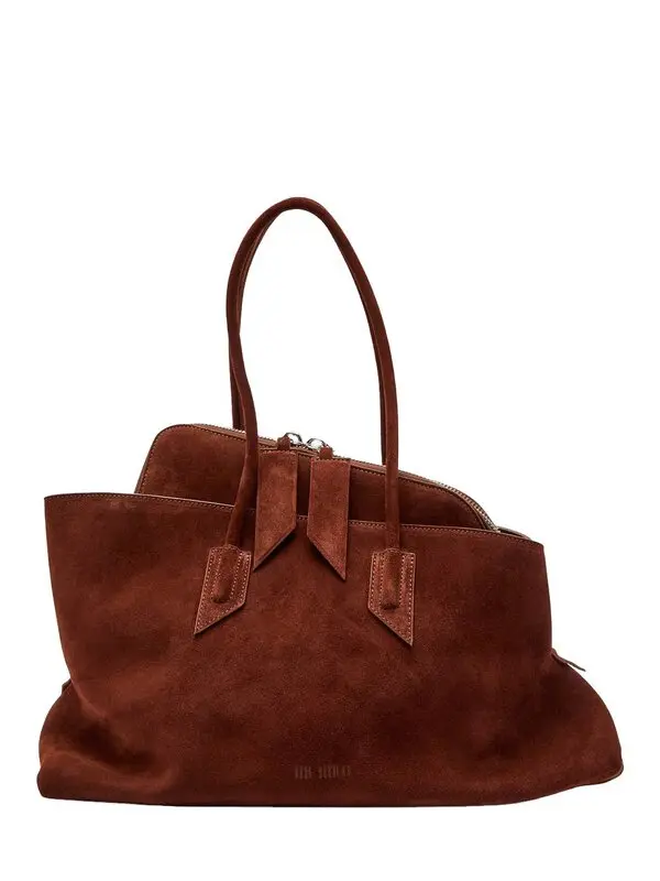 Attico La Passeggiata Medium Suede Shoulder Bag - Chocolate