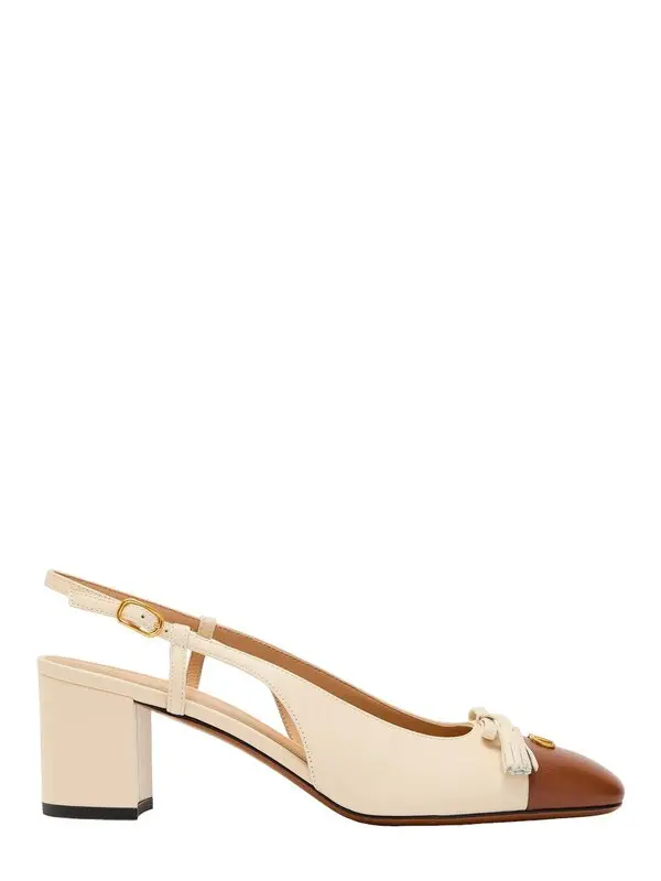 Valentino Garavani Valet Du Roi 60 Leather Slingback Pumps - Cream