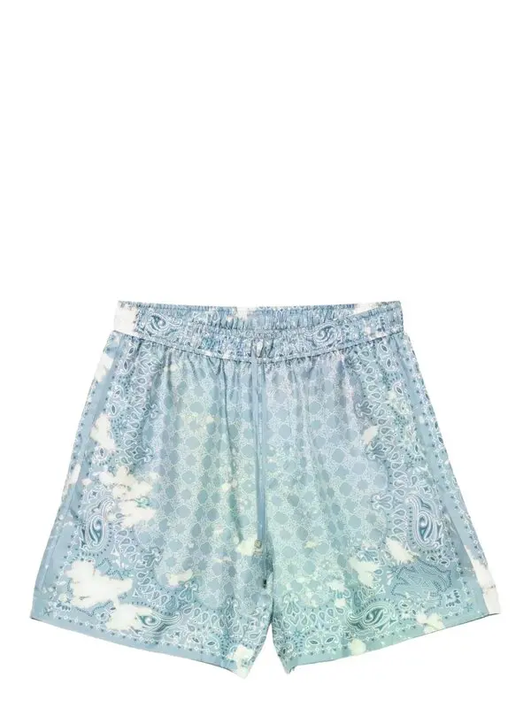 Amiri Paisley Print Silk Shorts - Blue
