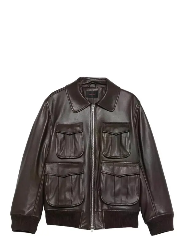 Simone Rocha Multiple-pocket Lambskin Leather Jacket - Brown