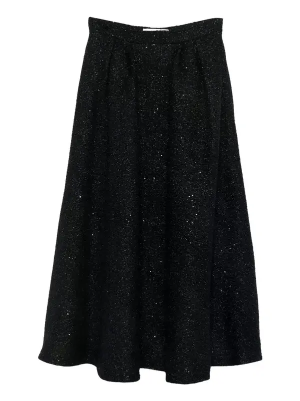 Alessandra Rich Sequin-embellished Pleated Midi Skirt - Black