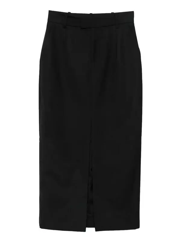 ANINE BING Front-slit Wool Skirt - Black
