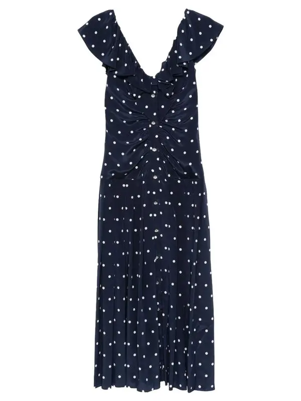 Alessandra Rich Polka-dot Ruffled Dress - Blue