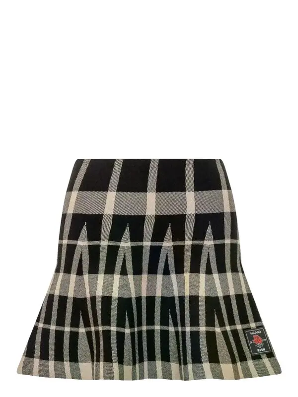MSGM Checked Pleated Skirt - Black