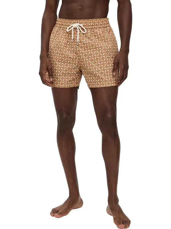 Frescobol Carioca Rio Printed Swim Shorts - Almond & Ivory