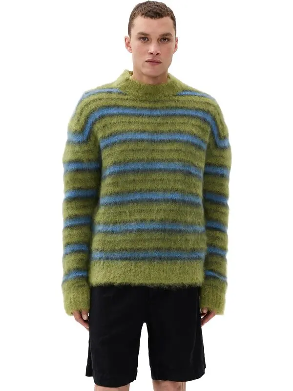 Marni Striped Brushed Mohair-blend Sweater - Acid
