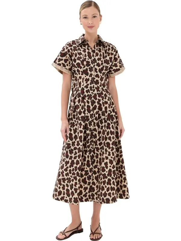 LE BOP Roberta -print Midi Shirt Dress - Leopard