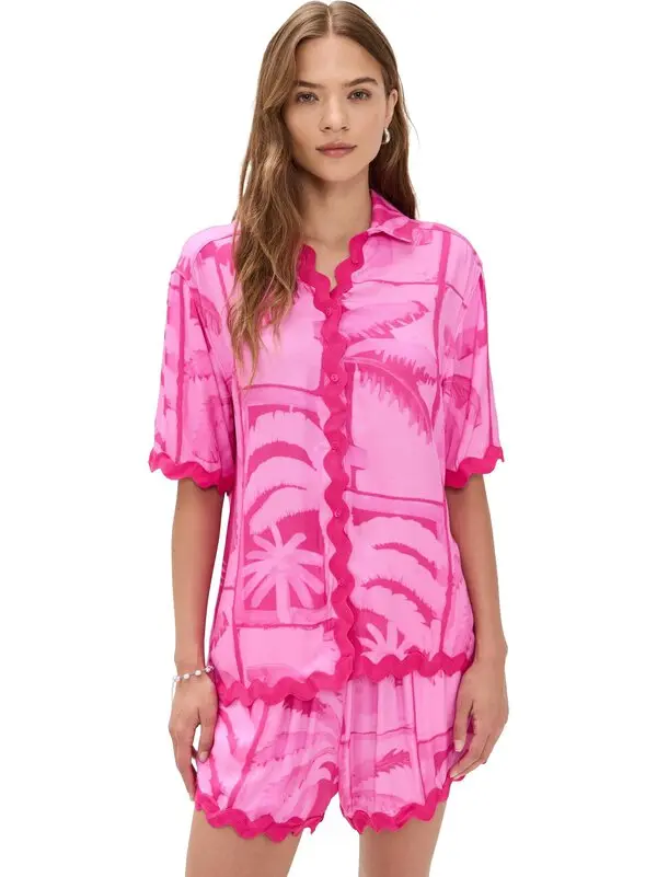 SEVEN WONDERS Caterina Palm Print Shirt - Arlo Pink