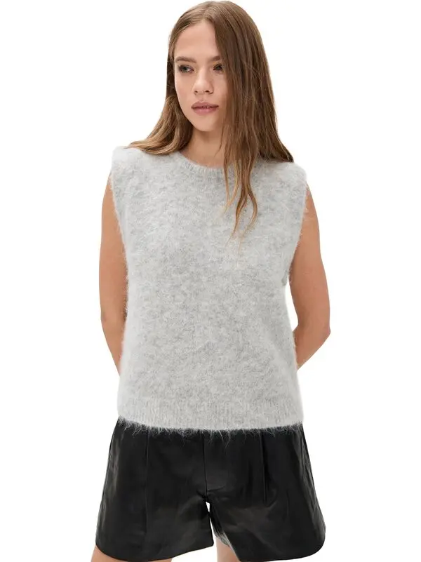R13 Sleeveless Stretch Knit Top - Light Heather Grey