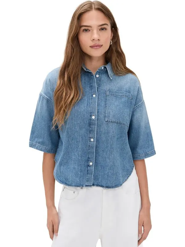 Citizens Of Humanity Frances Cropped Button-up Shirt - Skyland