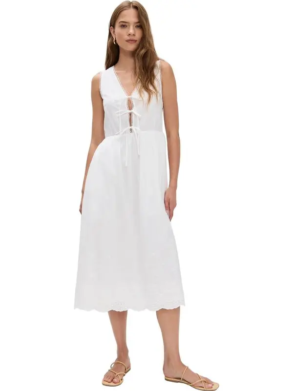 WAYF Sandy Eyelet Midi Dress - Ivory