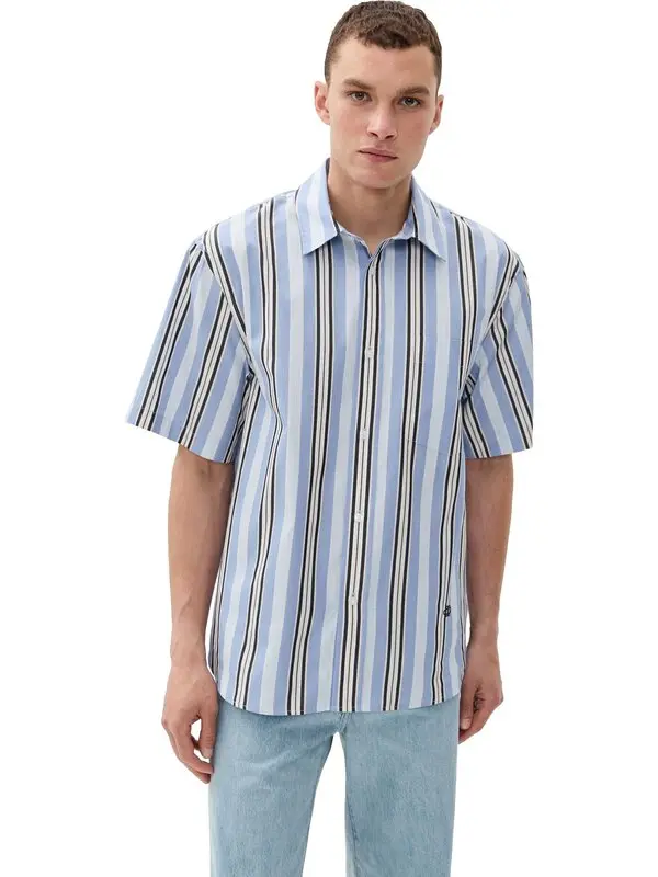 Simkhai Deacon Oversized Shirt - Blue Multi Stripe