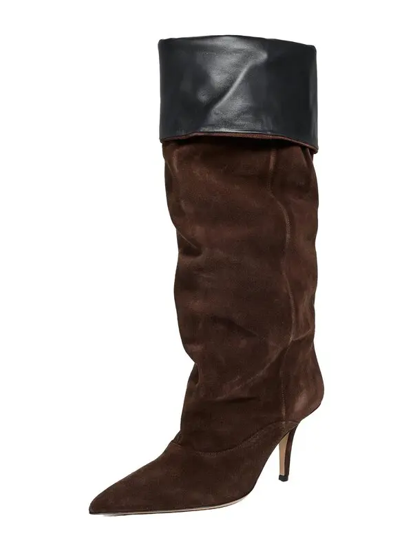Paris Texas Ines Reverse Mid-calf Boots - Cioccolato/black