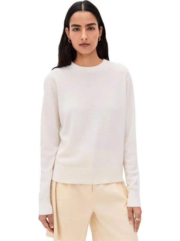 WHITE & WARREN Cashmere Crewneck Pullover - Soft White