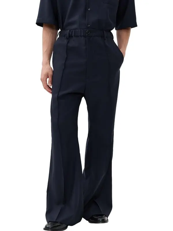 Marni Tropical Wool Wide-leg Trousers - Blublack
