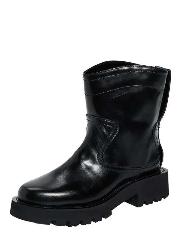 GANNI Studs Crinkle Oleatex Low Boots - Black