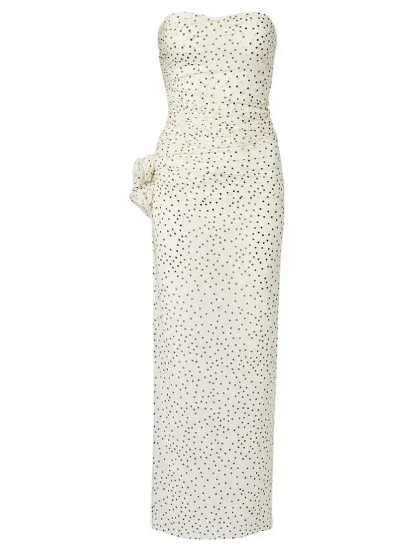 Magda Butrym Floral-appliqué Polka-dot Maxi Dress - White