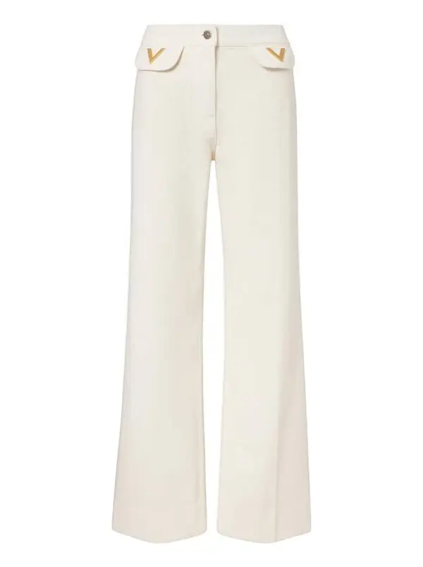 Valentino Garavani Vgold Mid-rise Wide-leg Jeans - White
