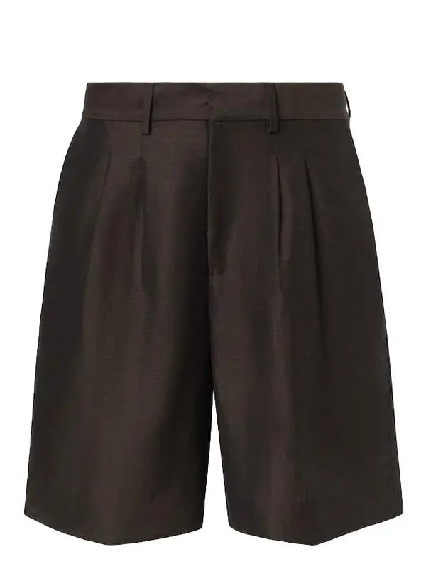 Commas Linen And Wool Double Pleat Shorts - Brown