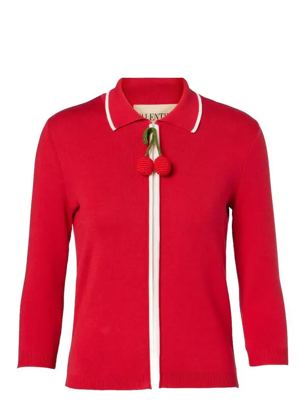 Valentino Garavani Ribbed-knit Cotton Cardigan - Red